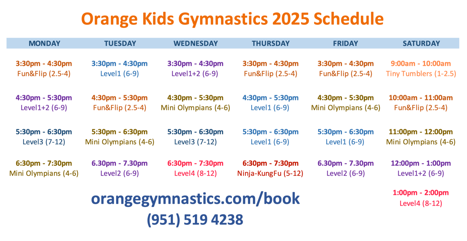 Schedule - Orange Kids Gymnastics